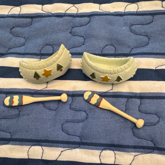 Accents | Miniature Canoes And Paddle Set With Star And Tree Design ...